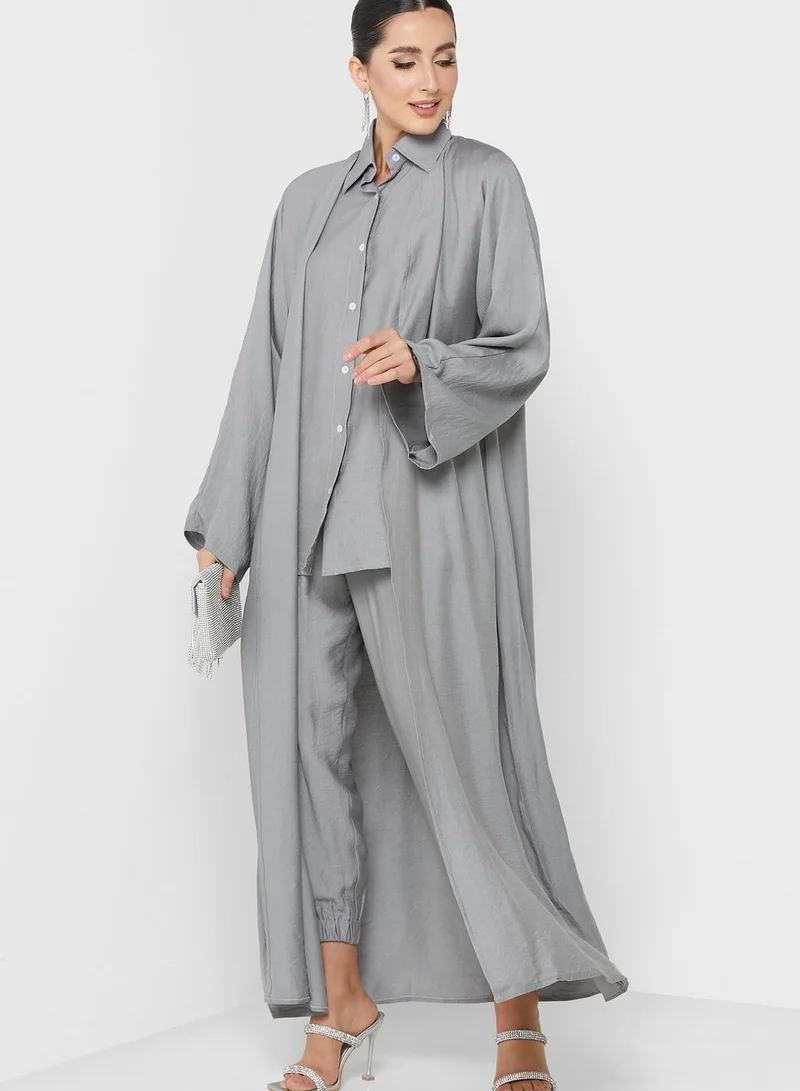 hayas closet Button Down Shirt & Abaya Set for Women | Best Price UAE
