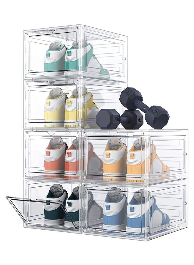 Arabest Shoe Storage Box, 6 Pack Shoe Box Clear Plastic Stackable, Shoe ...