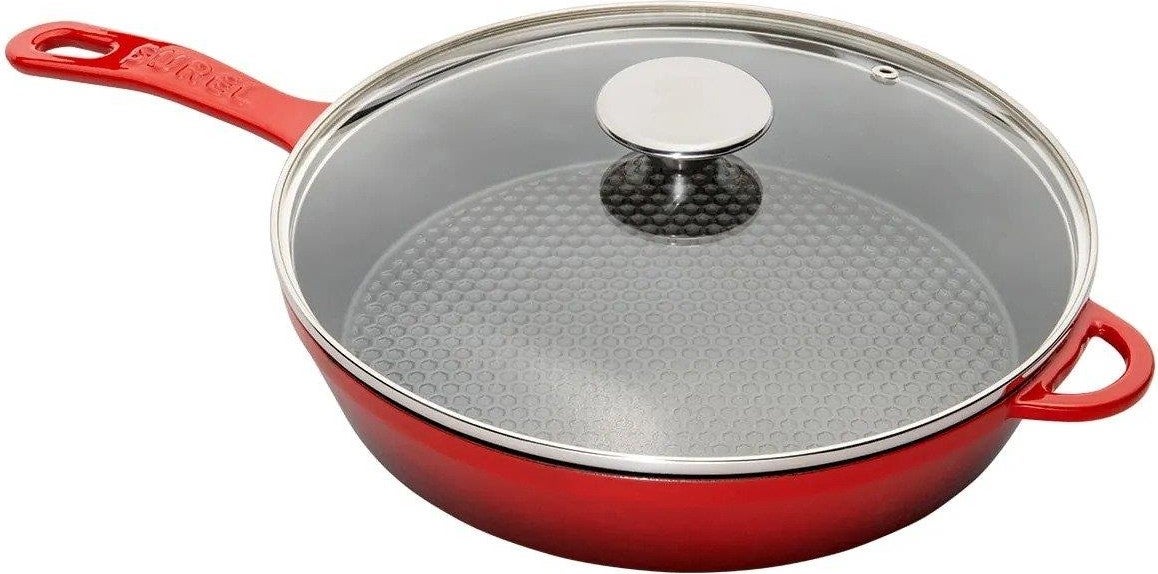 Sürel Sure Cast Iron Pan with Lid 28CM Red | Best Price UAE | Dubai ...