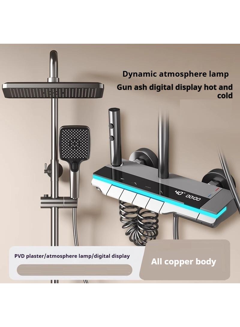 Y&D Piano Key Shower Faucet Set Gray Digital Display Shower System 4 ...