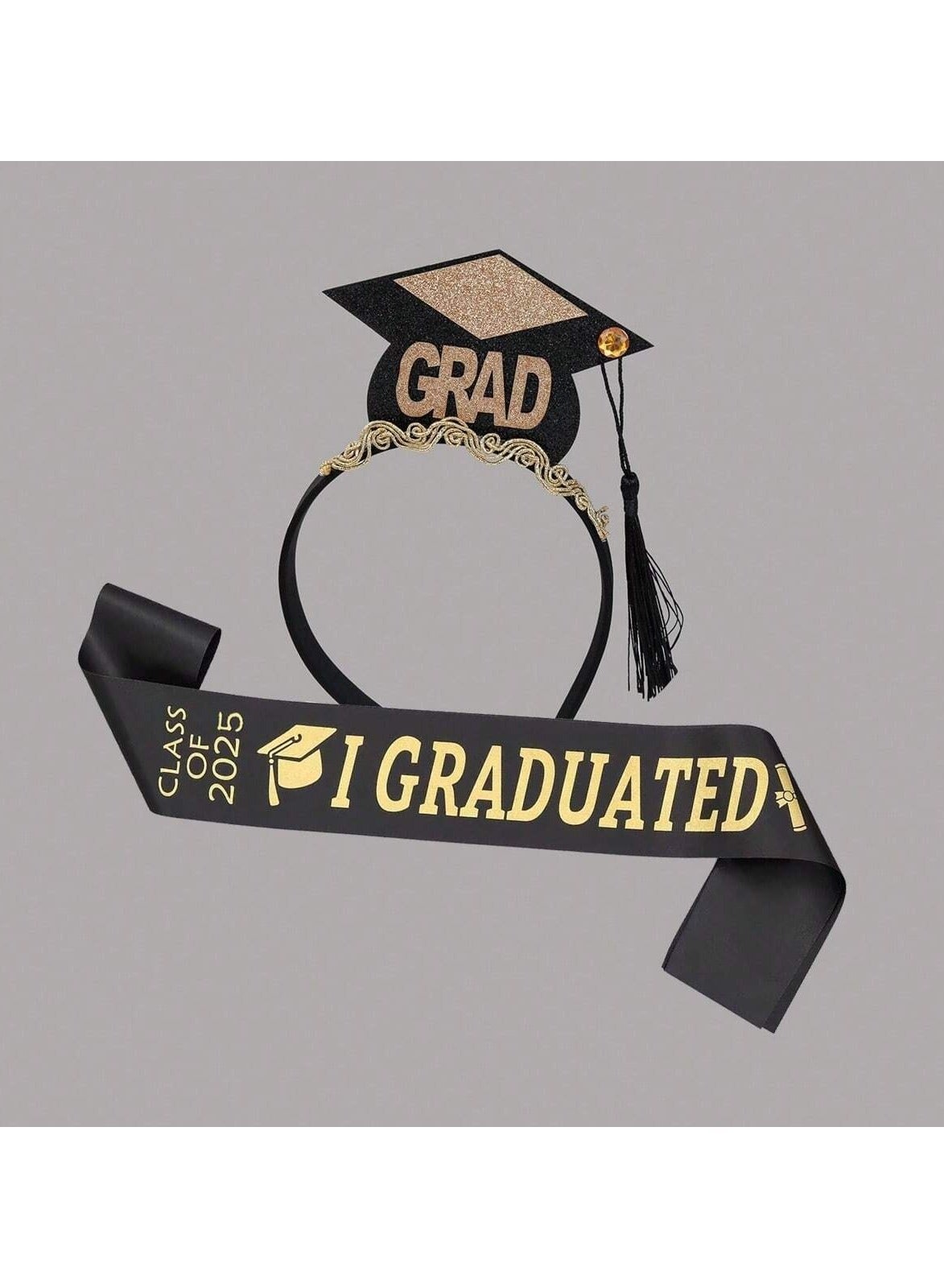 Graduation Sash 2 Piece Set Includes Graduation Cap Headpiece and Sash ...
