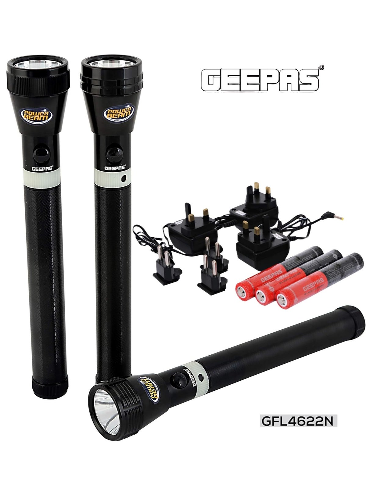 GEEPAS 3 In 1 Original Rechargeable LED Handheld Flashlight Torch ...