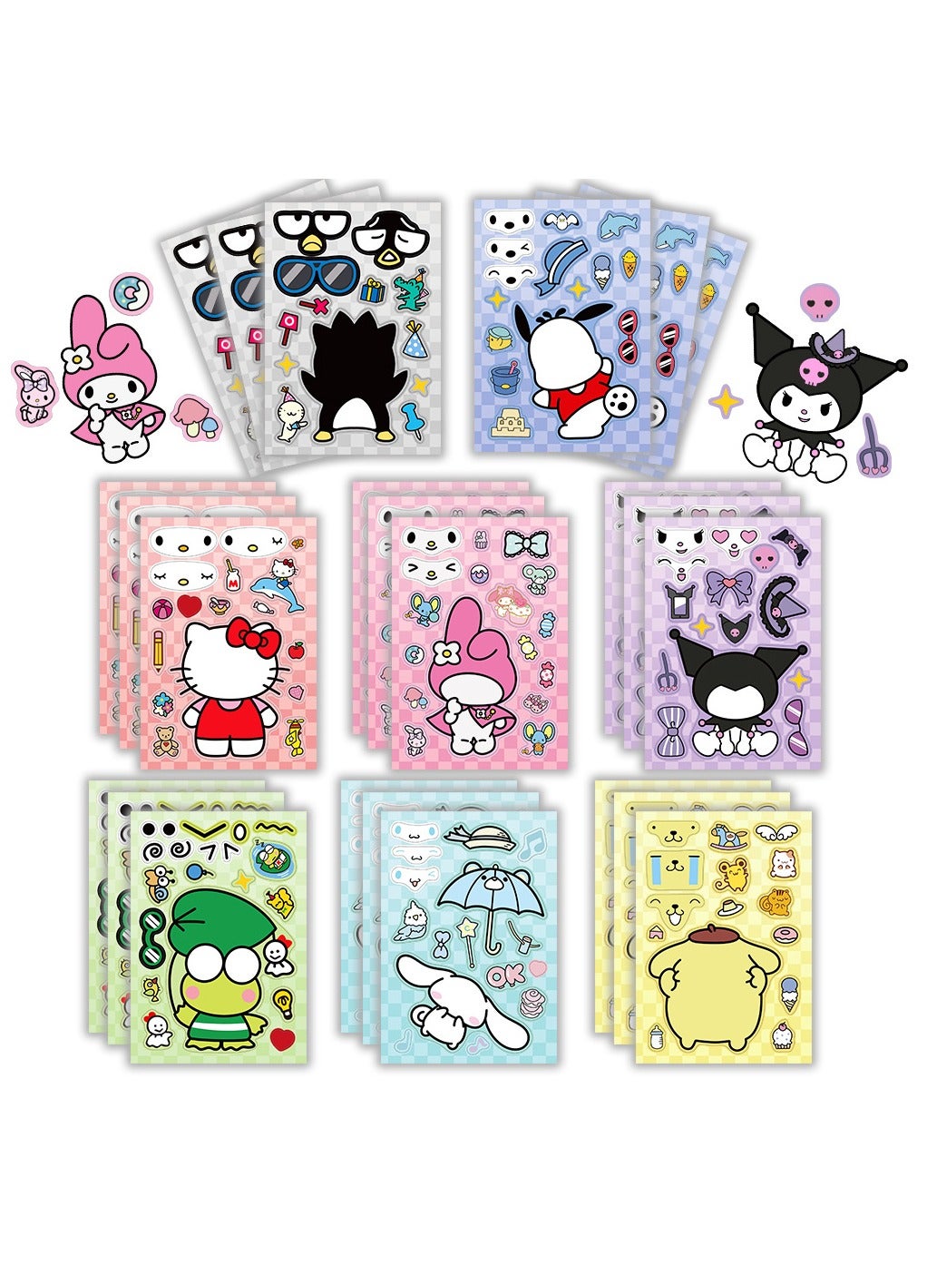 Generic 8 Sheets/Set Sanrio Hello Kitty Cinnamoroll Stickers Make a ...