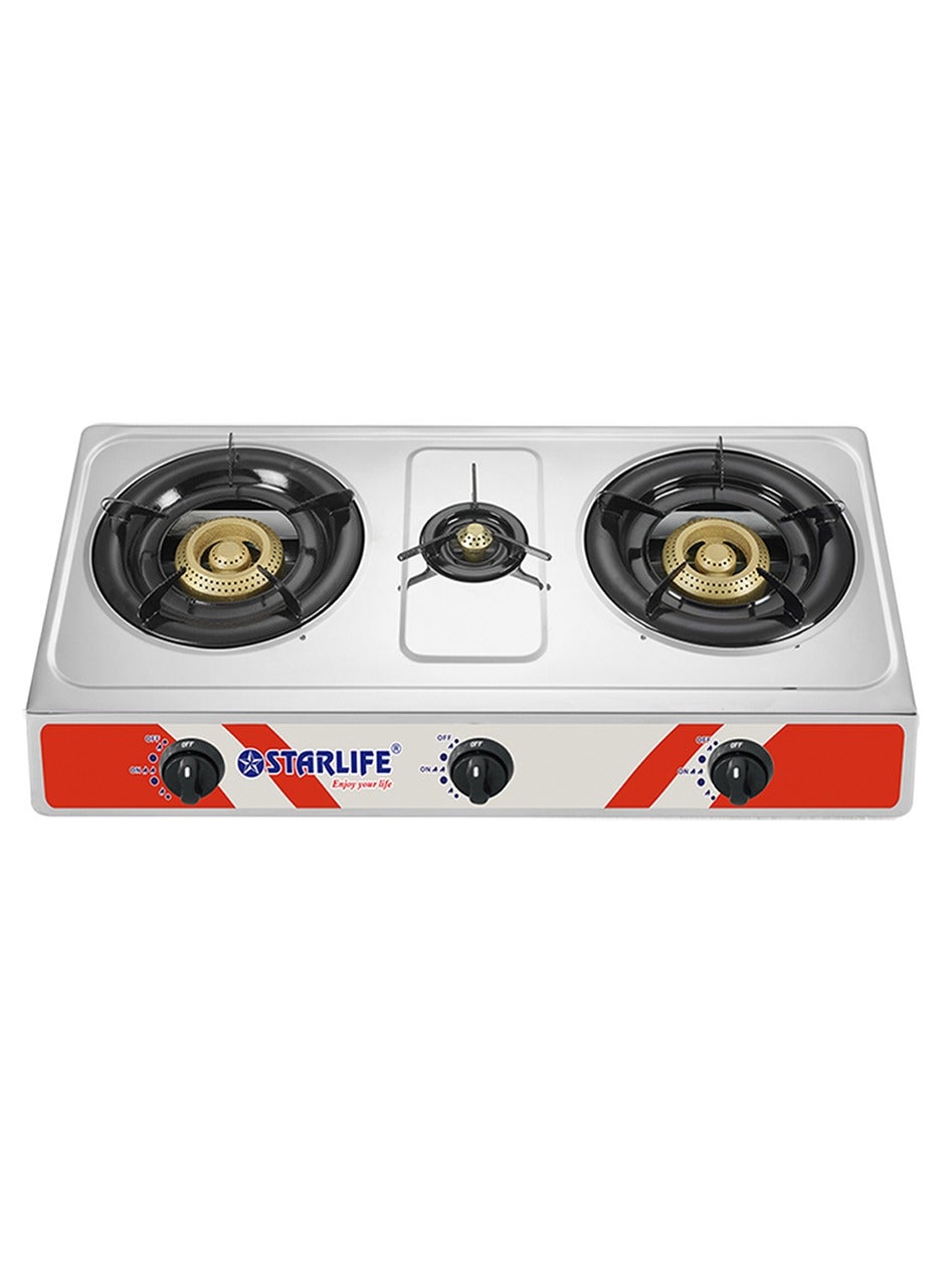 STARLIFE 3 Burner Glass Top Gas Stove Cooktop Silver SL-1119 | Best ...
