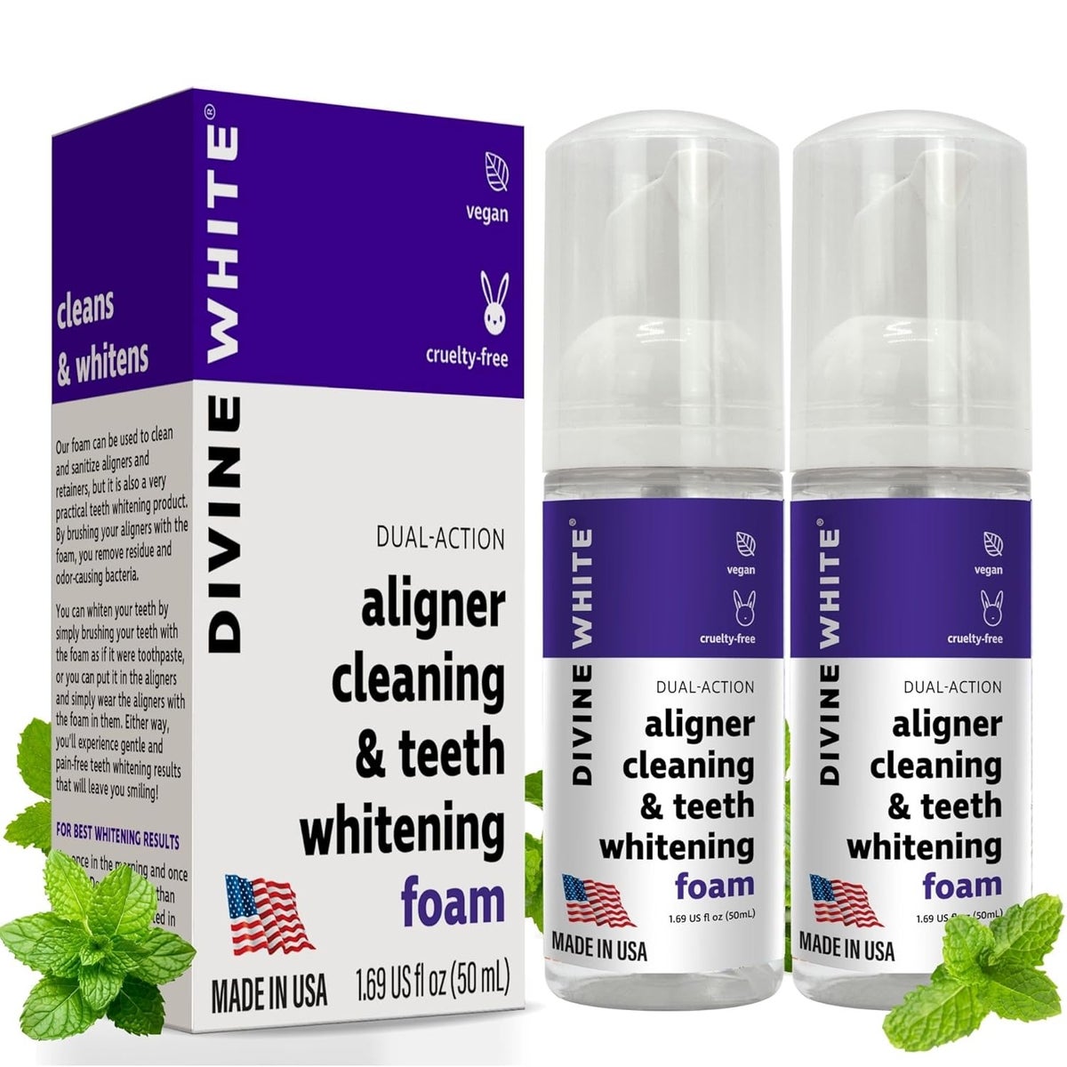 DIVINE WHITE Dual-Action Stain Removal Aligner/Retainer Cleaner and ...