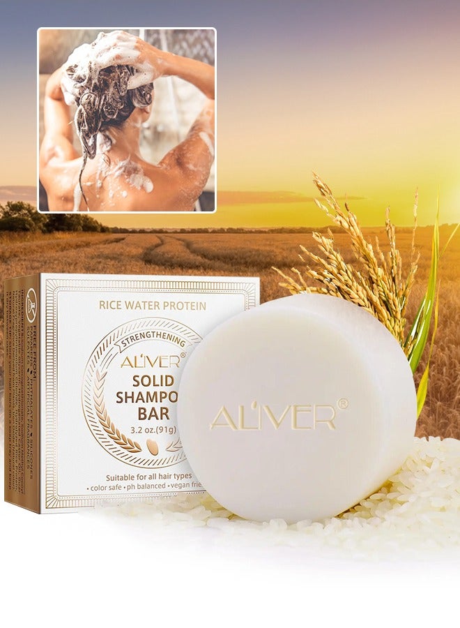 ALIVER Rice Water Protein Shampoo Bar Rice Water Solid Shampoo Bar for ...