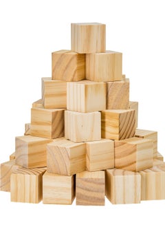 KASTWAVE 50 Pieces 1 Inch Wooden Cubes, Solid Wooden Blocks, Blank Wood ...