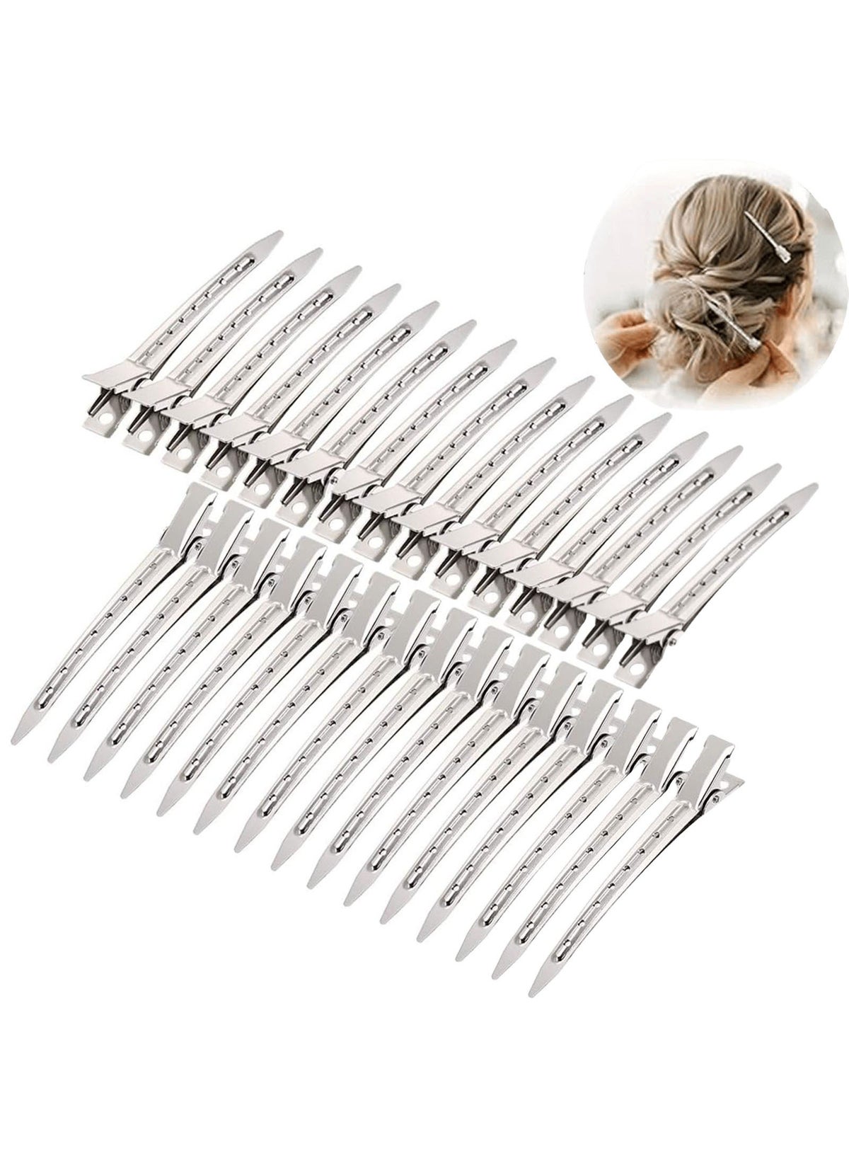 Lesha 30Pcs Duck Bill Clips, Metal Pin Curl Clip, 3.5Inch Rustproof ...