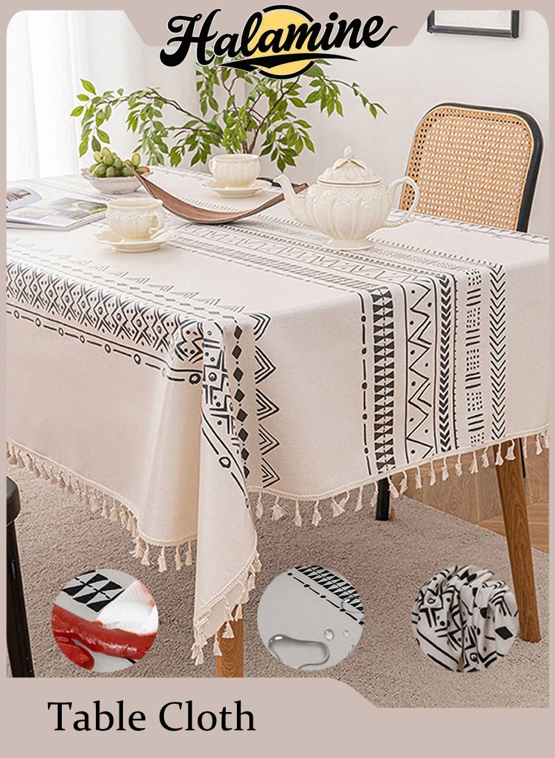Halamine Table Cloth for Dining Table,Rectangle Cotton Linen Farmhouse ...