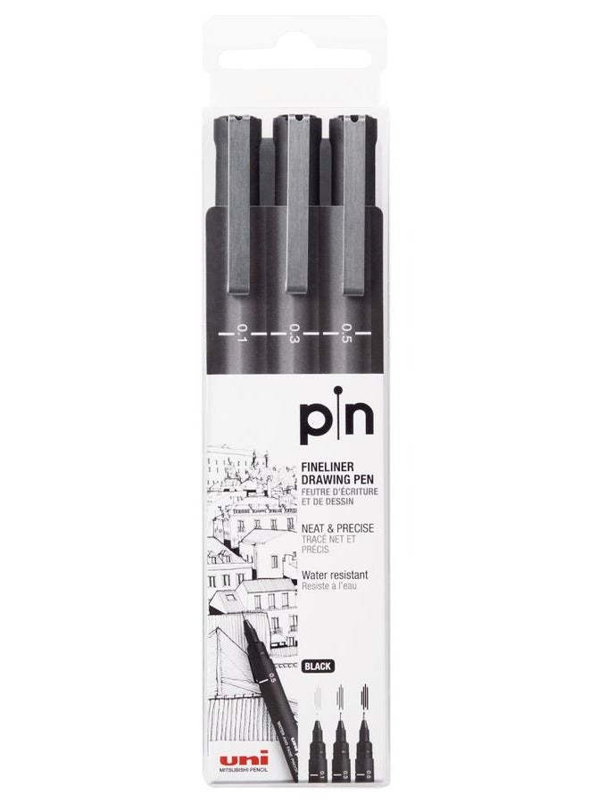 Buy Uniball 3-Piece Unipin Fineliner Drawing Pens Black Ink Online | 15 ...