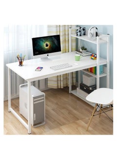 JANTENS Study Table With Storage Computer Desk White 120 x 55 x 72cm ...