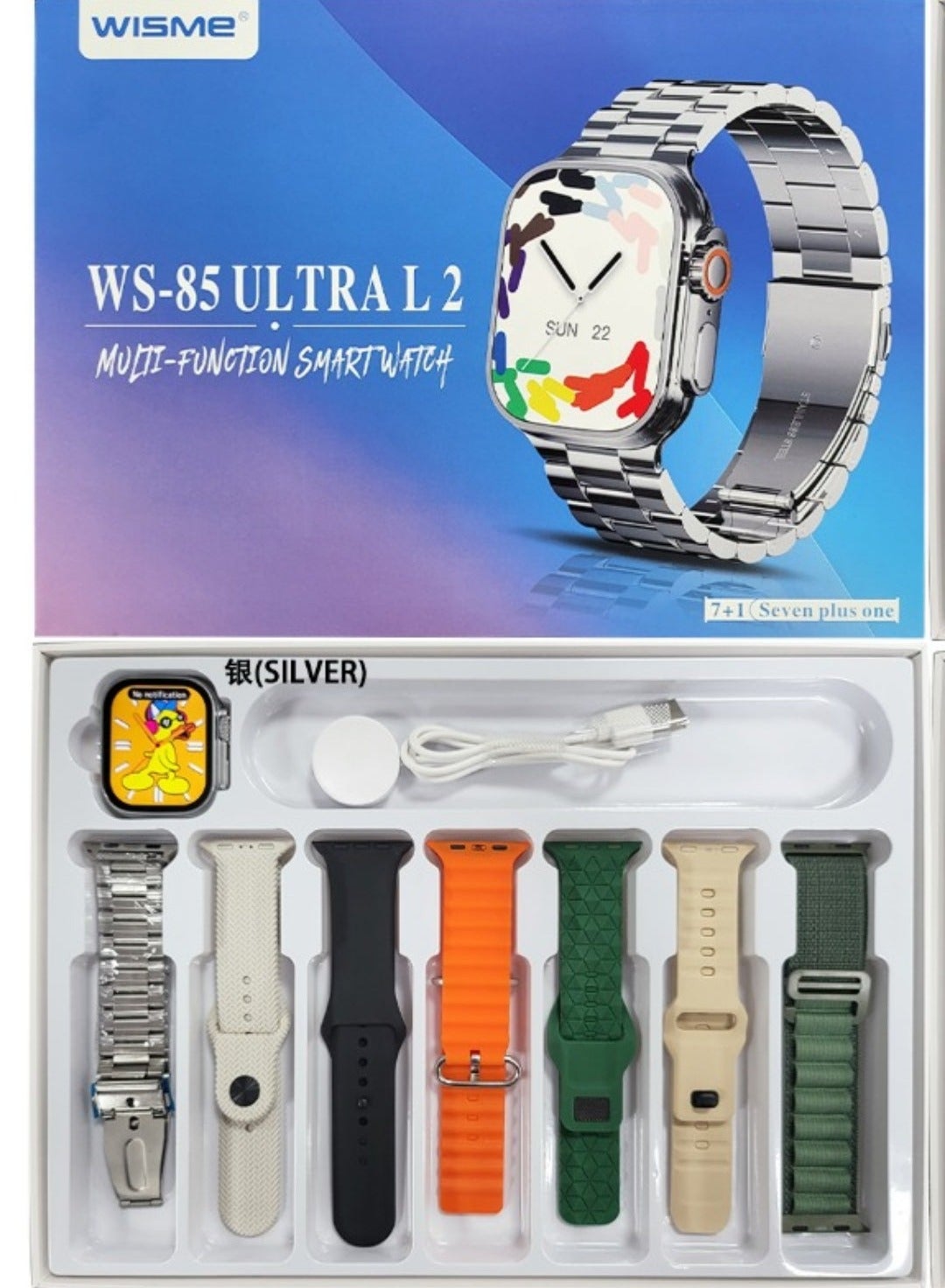 WISME 7 in 1 WS 85 ULTRA2 Smart watch set with, 7pair Straps, waterproof, Long battery life ...