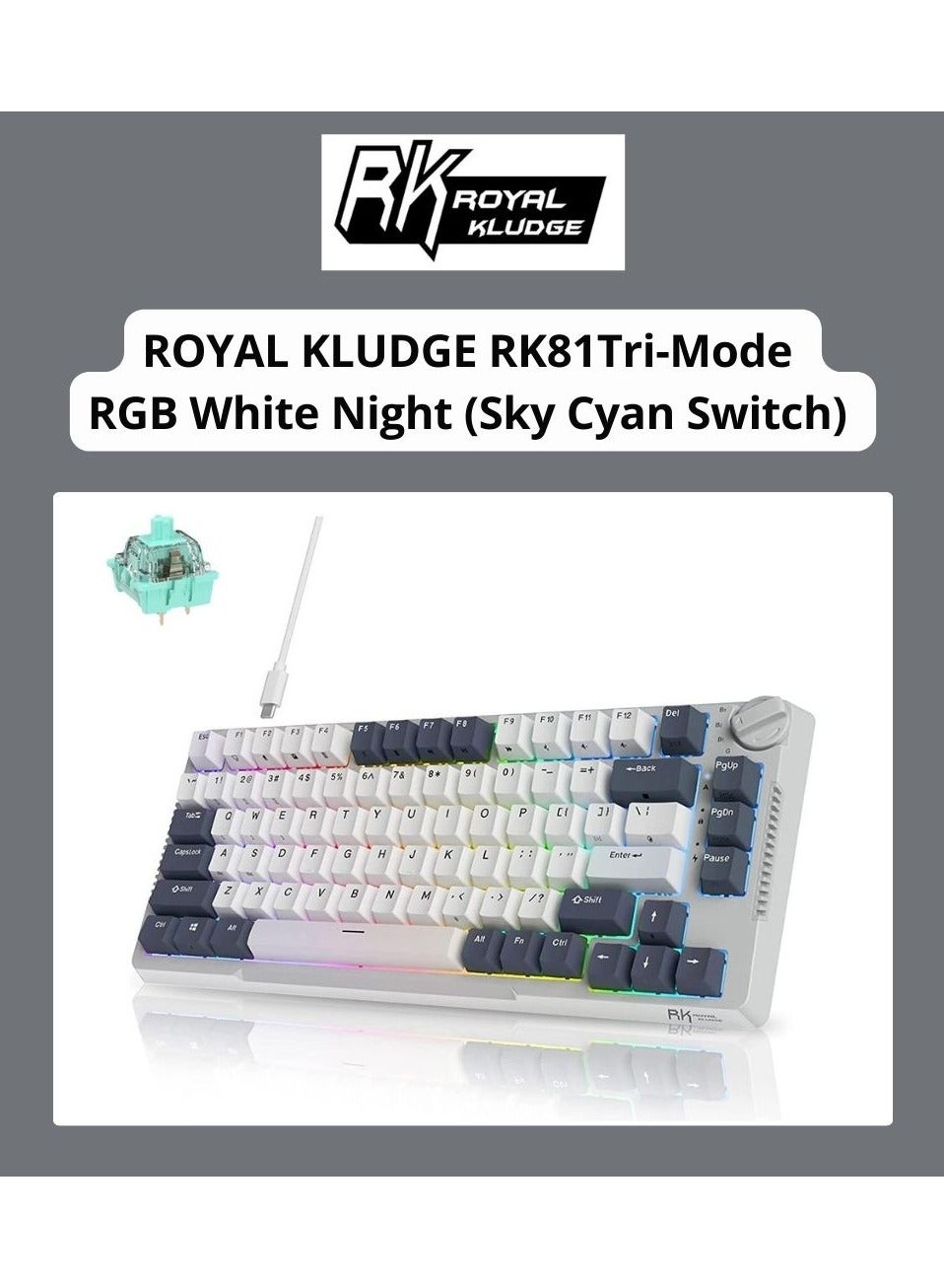 Royal Kludge RK Royal Kludge RK H81 81 Keys Tri-Mode with Knob Control ...