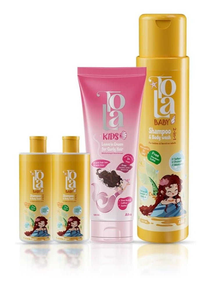Tola Tola Baby Shampoo 250Ml + Tola Kids Leave In 120Ml + 2 Tola Baby ...
