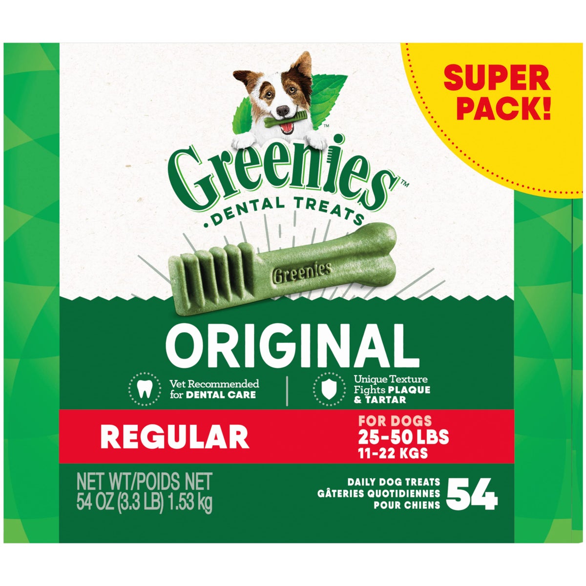 Greenies Greenies Original Regular Dental Dog Treats, 54 oz. Pack (54 ...