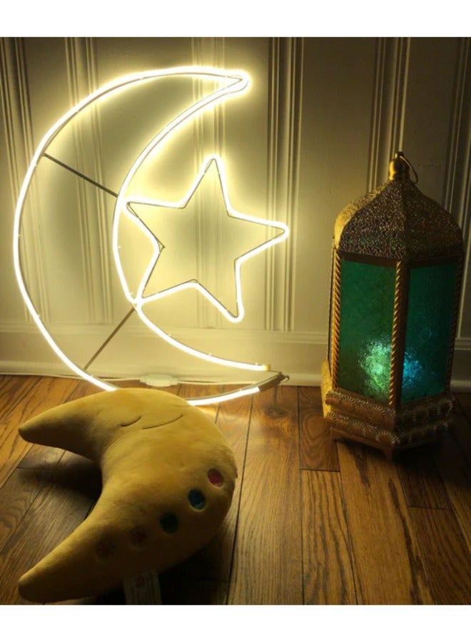 Generic EID Crescent Lamp Star Light with Moon with Festive Light Bulbs ...