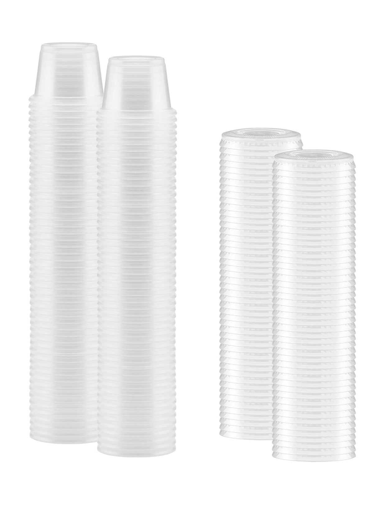 Generic 1 oz Clear Plastic Cups with Lids 100 Count Leak Proof Small ...