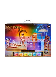 RAINBOW HIGH Color Change Pool And Beach Playset : 7-In-1 Light-Up ...