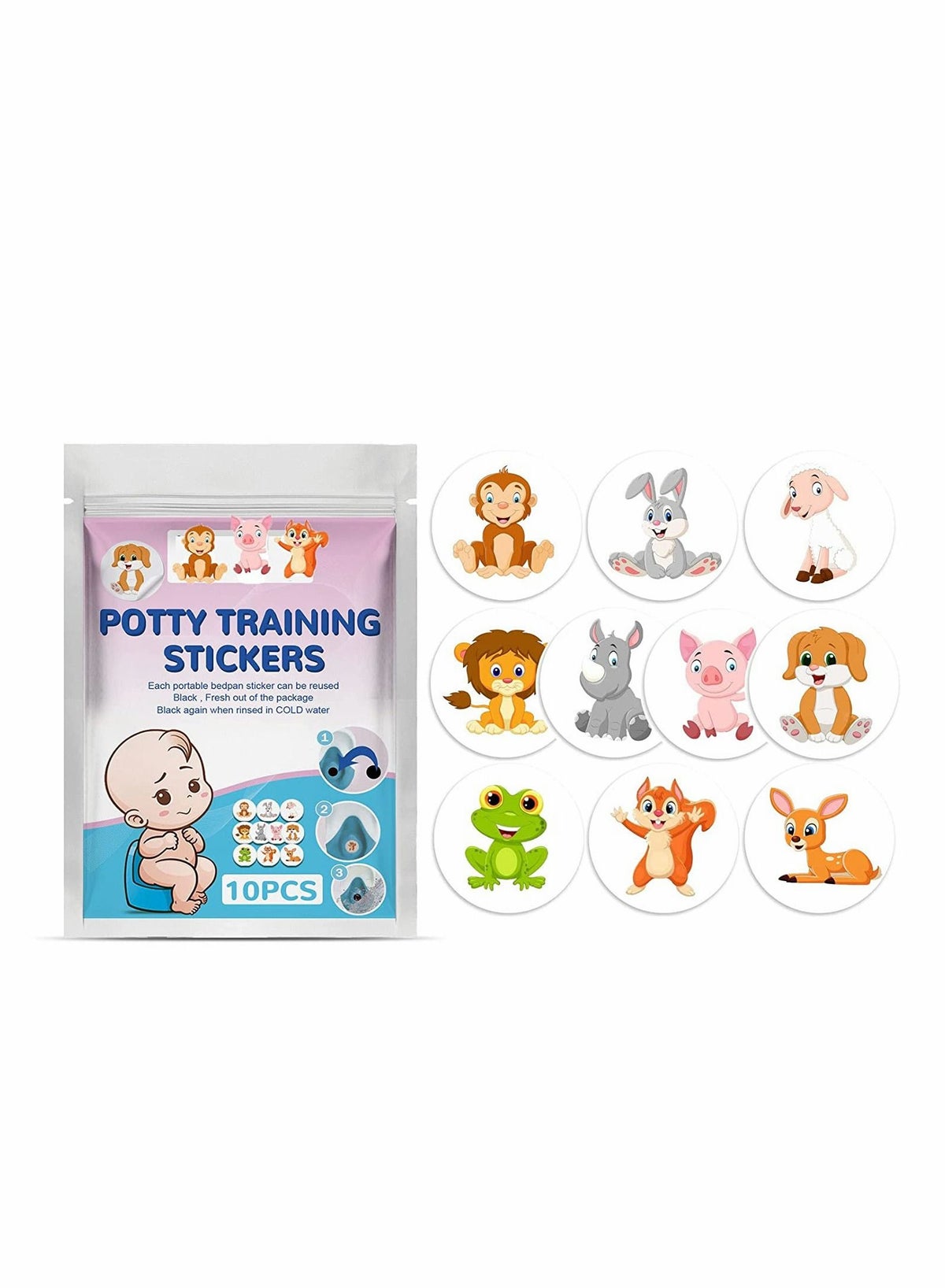SYOSI 10pcs Potty Training Seat Magic Sticker Animal Theme Toddler ...