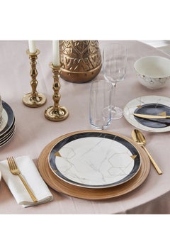 Karaca Turkish Dinnerware Set for 6, 24 Piece Porcelain, Black Gold ...