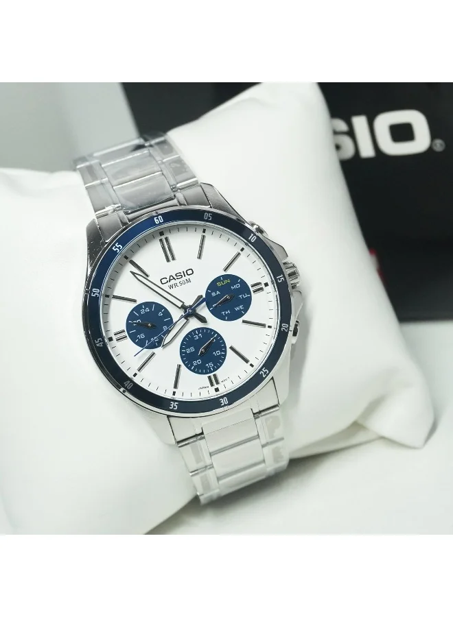 CASIO Men's Analog Display Watch With Silver Stainless Steel Strap - MTP-1374D-7A2VDF for Men ...