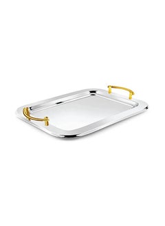 BLACKSTONE Stainless Steel Serving Tray With Gold Handle 40.5x56.5cm ...