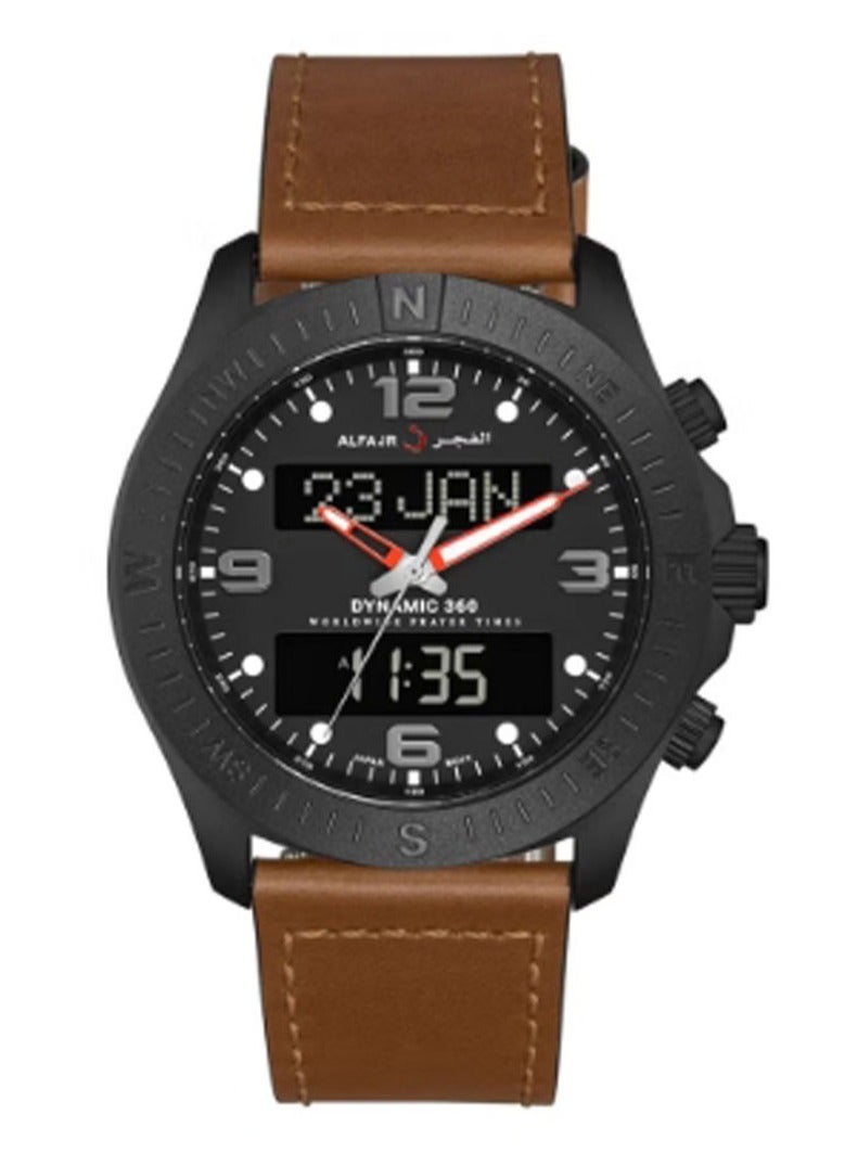 Al Fajr Dynamic 360 Analog-Digital Leather Strap Prayer Watch WH-24 ...