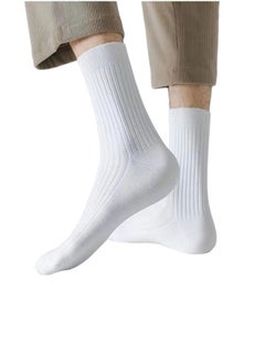 Generic 5 Pair Signature Cotton Semi Long White Stripe Socks UAE ...