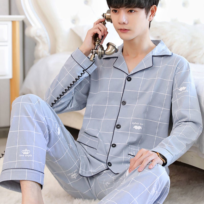 Generic 100% Pure Cotton Pajamas Men'S Summer Thin Short-Sleeved ...