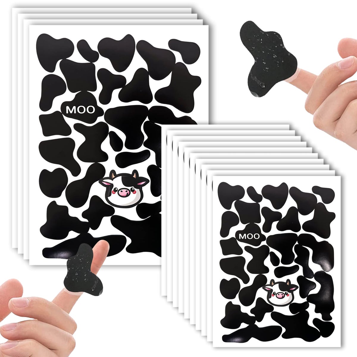 BOGAZNET 14 Sheets of Cow Print Stickers 4 Big and 10 Small Cow ...