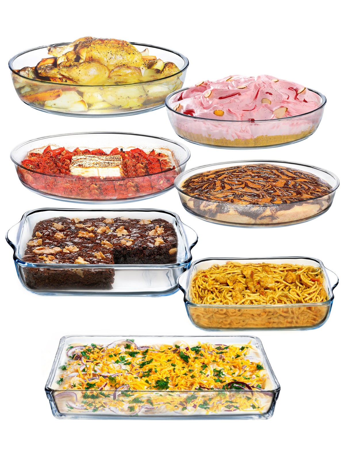 Life Smile Baking Tray Glass 7-Piece Set - Borosilicate Glass Oven ...