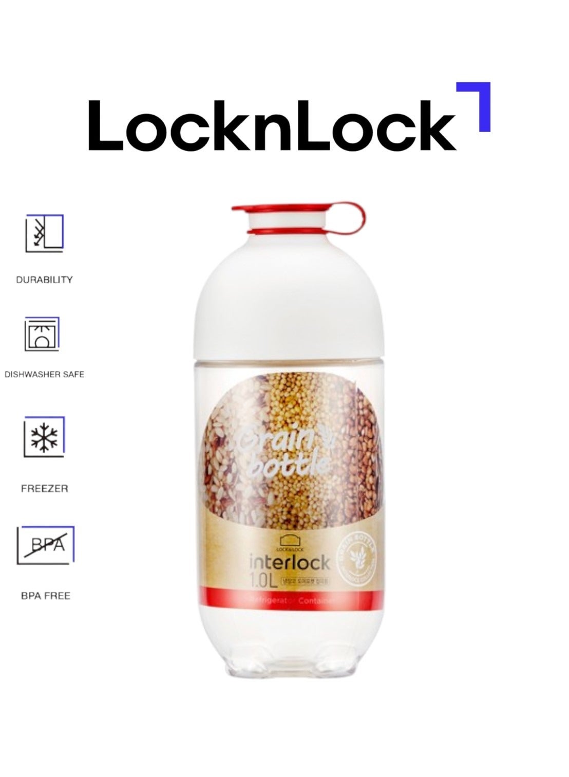 LOCK & LOCK LocknLock 1L Interlock Grain Container – BPA-Free Food ...