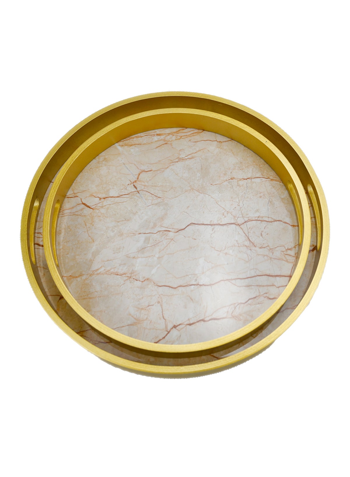 Generic Wooden Nested Serving Trays, 2 Set Of Round Shape Wood Trays ...