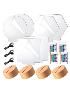 SYOSI 3D Night LED Light Lamp Bases 6 Pieces Clear Acrylic Sheets LED ...