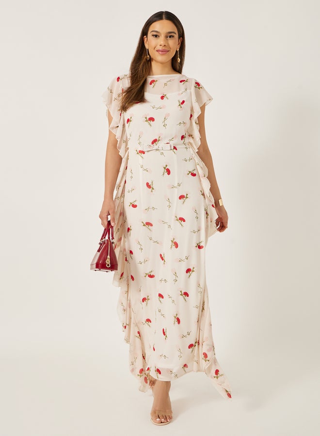 Styli Floral Ruffle Maxi Dress | Best Price Qatar | Doha