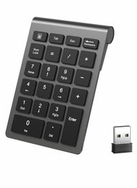 SYOSI 22 Keys Bluetooth Wireless Number Pad Rechargeable 10Key 2.4GHz ...