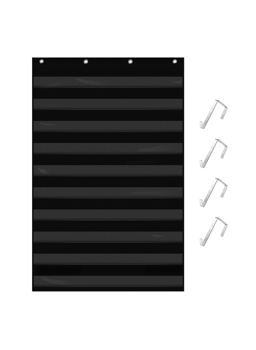 Generic Daily Schedule Pocket Chart, Black Class Schedule with 10 Clear ...