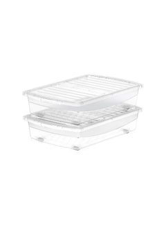 Cosmoplast 25L Clear Plastic Storage Set of 2 Box with Wheels ...