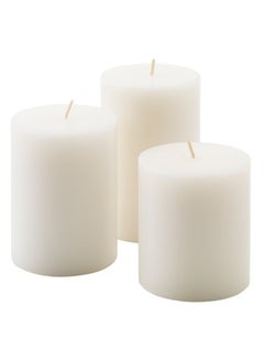 Lukadah Set Of 3 Un Scented Block Candle Ivory-Pillar Candles Birthday ...
