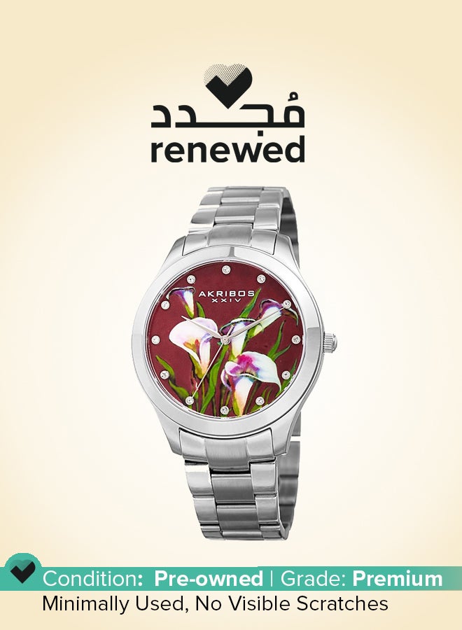 Akribos Renewed - Mother-of-Pearl Dial With Calla Lilies On Stainless ...