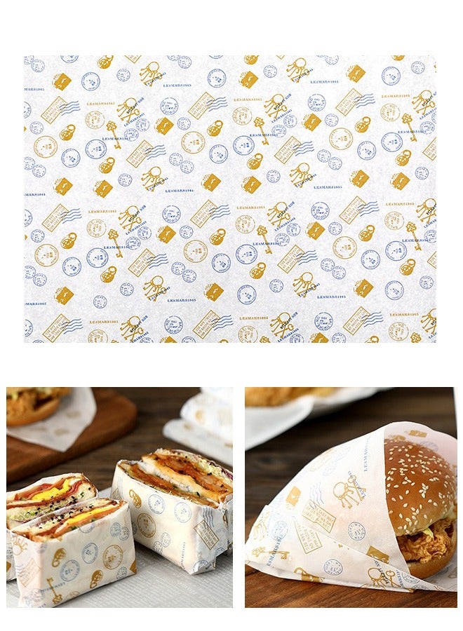 Fasola 50 Sheets Bread Sandwich Burger Fries Food Grade Oil Proof Paper ...