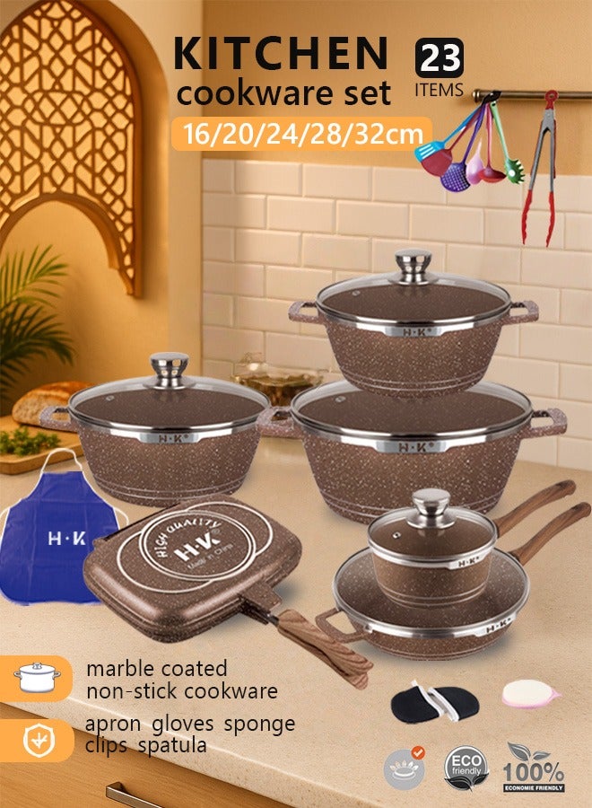 HK 23-piece Kitchen Cookware Set, Casserole Set And Frying Pan, With ...