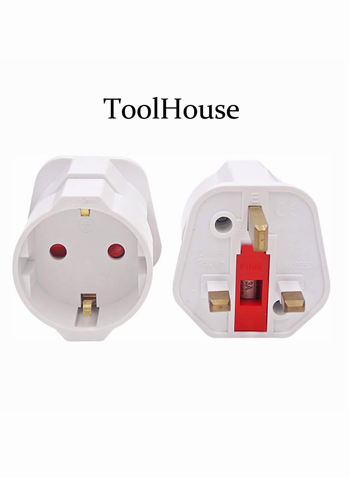 ToolHouse UK Travel Adapter MultiPurpose Adapter Plug 2 Pin to 3 Pin ...