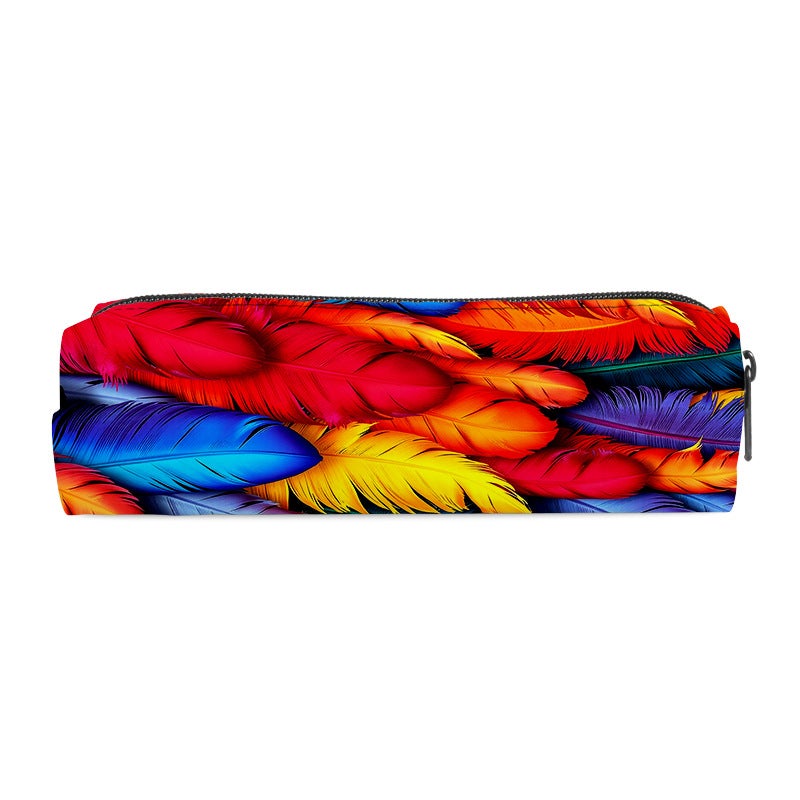 Generic Colorful Feather Cylindrical Pencil Case, Large Capacity, Full ...