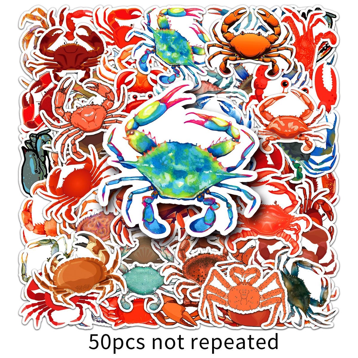 50 Pcs Crab Stickers Waterproof Cartoon Sea Animal Decals 50 crabs ...