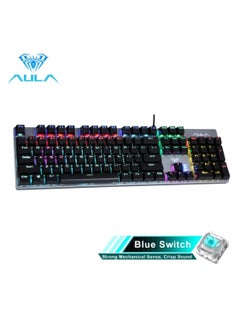 AULA Blue Switch Mechanical Gaming Keyboard 104 Keys Metal Panel Anti ...