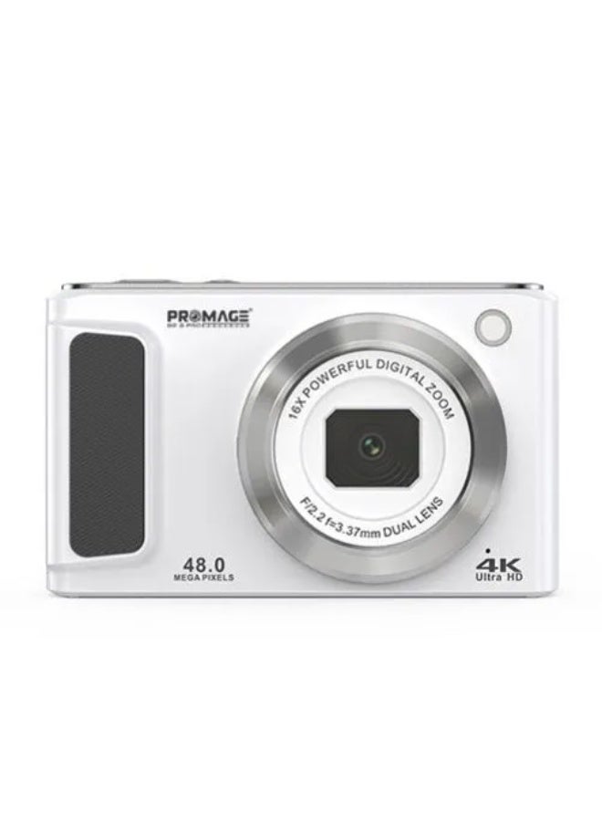 PROMAGE PROMAGE PC140 Digital Camera 48MP – White, 4K Video, 2.8″ IPS ...