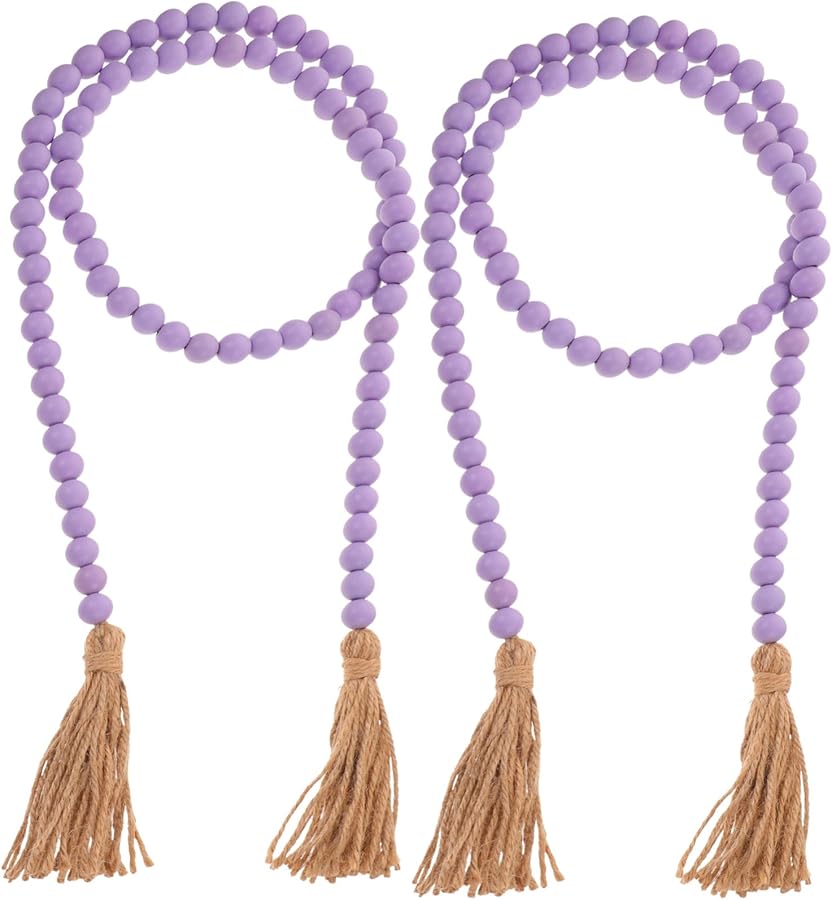 Generic Boho Wooden Bead And Tassel Garland Wall Hanging Decor Set Of 2 ...