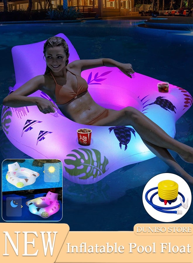 DUNISO Pool Floats with Solar Light, Inflatable Pool Float Rafts for Men and Women, Water ...