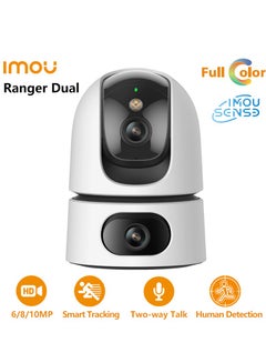 IMOU Imou Ranger Dual Indoor Security Camera,Two lens resolution total 6MP, AI Human & Pet ...